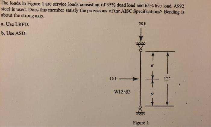 Solved The loads in Figure 1 are service loads consisting of | Chegg.com
