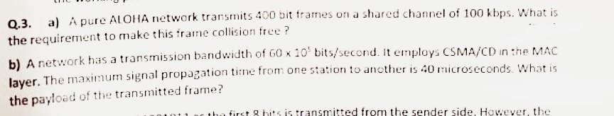 Solved Q.3. a) What are the three strategies of CSMA, | Chegg.com