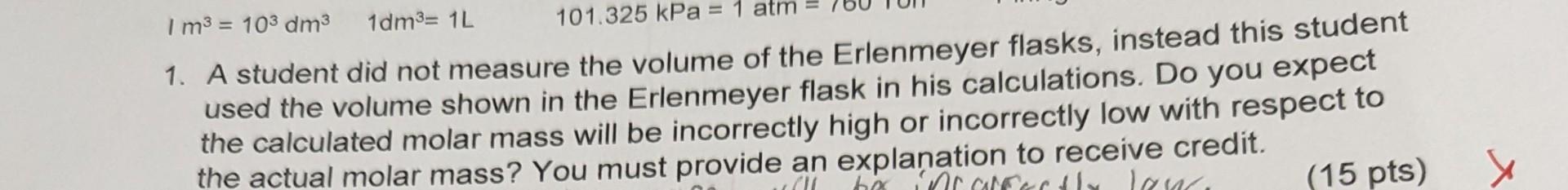[Solved]: A student did not measure the volume of the Erlenm