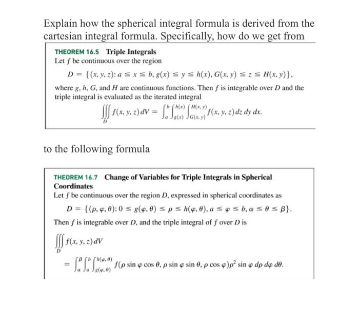 Solved Explain how the spherical integral formula is derived | Chegg.com