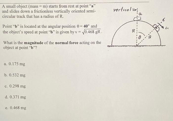 Solved A small object (mass = m) starts from rest at point | Chegg.com