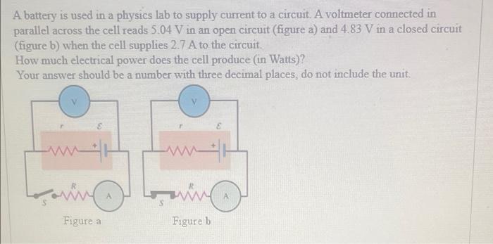 Solved A battery is used in a physics lab to supply current | Chegg.com