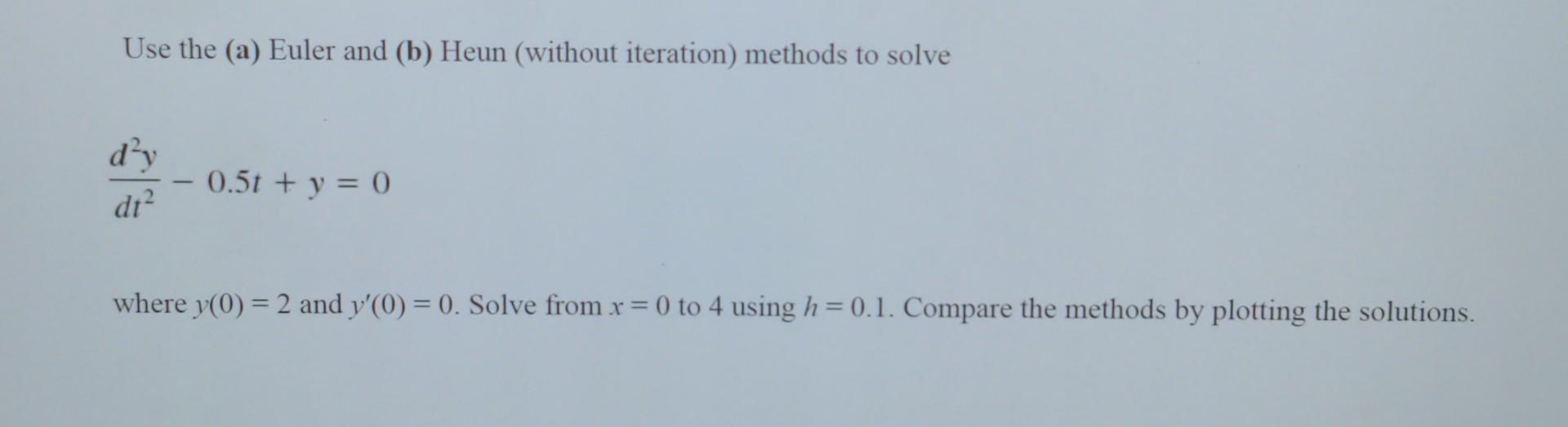 Solved Use the (a) Euler and (b) Heun (without iteration) | Chegg.com