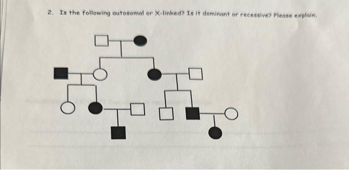 Solved 2. Is the following autosomal or X-linked? Is it | Chegg.com
