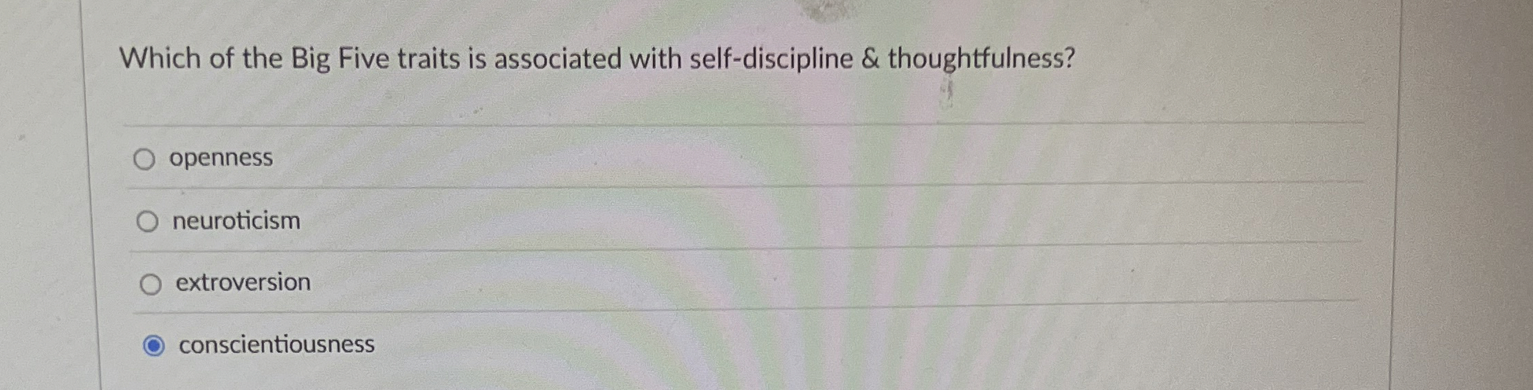 Solved Which of the Big Five traits is associated with | Chegg.com