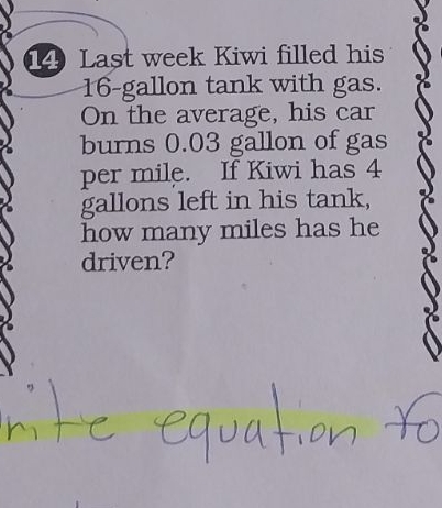 Solved (14) ﻿Last week Kiwi filled his 16-gallon tank with | Chegg.com