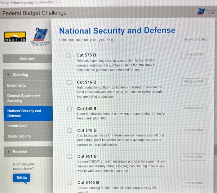 3. Complete the "Federal Budget Challenge" at the | Chegg.com