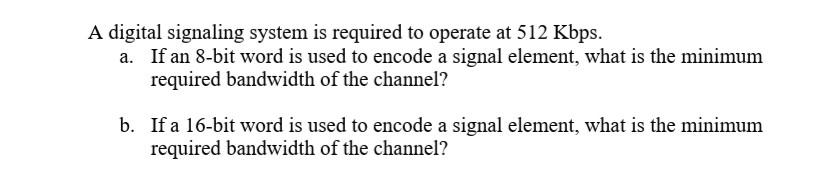 Solved A digital signaling system is required to operate at | Chegg.com
