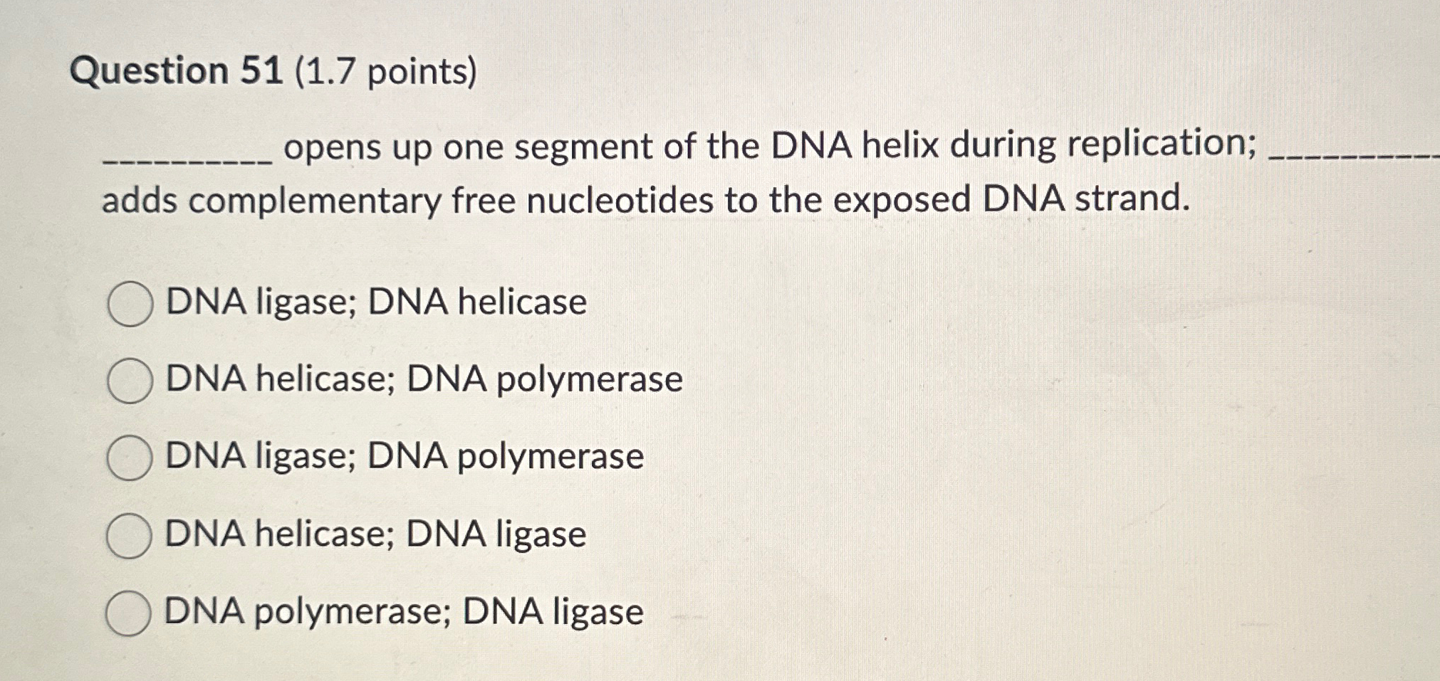 Solved Question 51 (1.7 ﻿points) ﻿opens up one segment of | Chegg.com