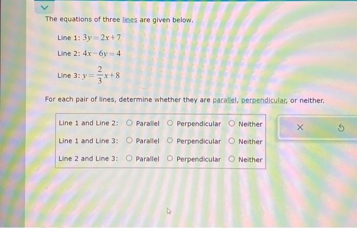 Solved The equations of three lines are given below. Line 1: | Chegg.com
