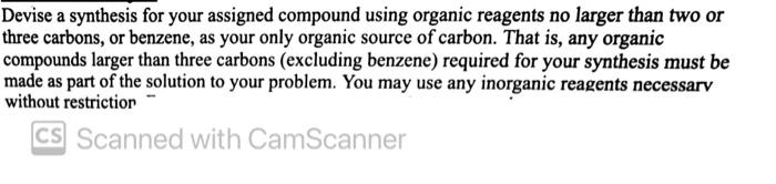 Solved Devise a synthesis for your assigned compound using | Chegg.com