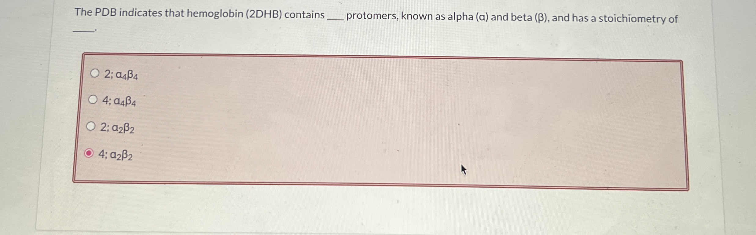 Solved The PDB indicates that hemoglobin (2DHB) | Chegg.com