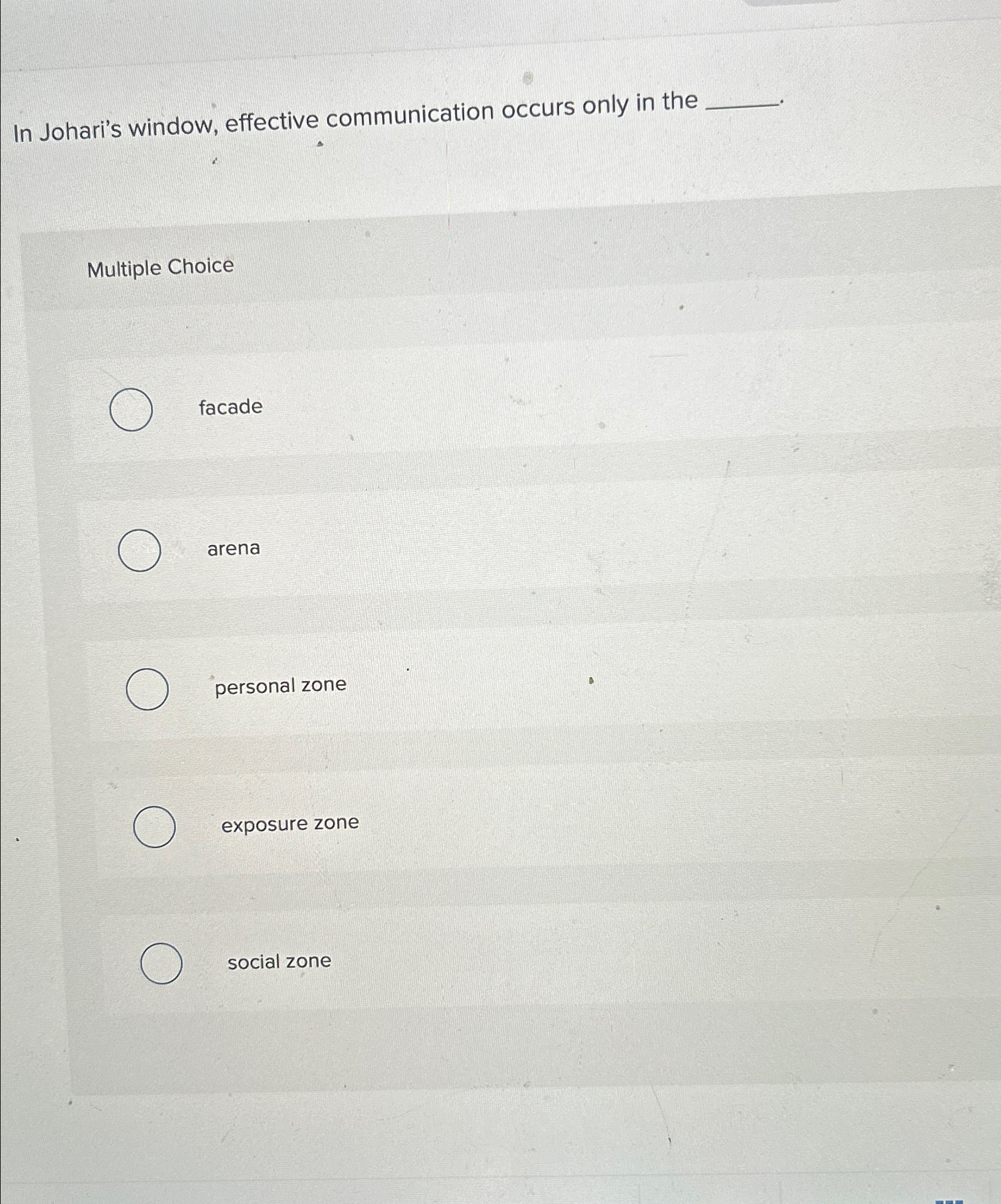 Solved In Johari's window, effective communication occurs | Chegg.com