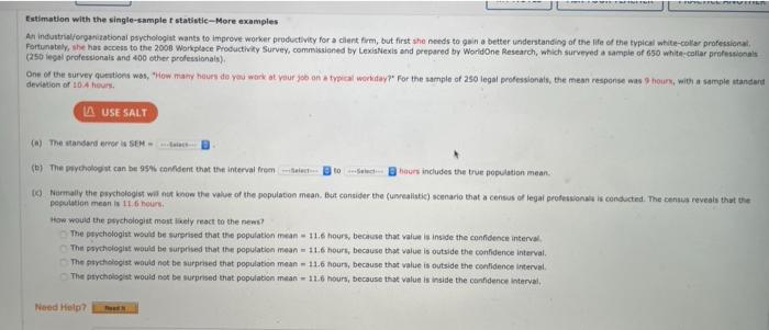 Solved Estimation with the single-sample t statistic-More | Chegg.com