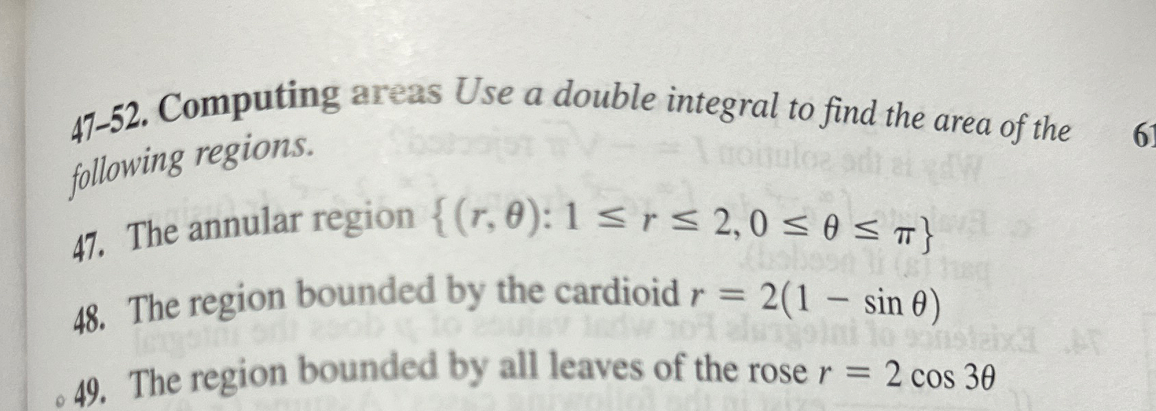 Solved 47-52. ﻿Computing areas Use a double integral to find | Chegg.com