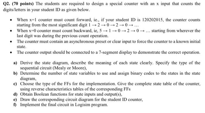 Solved Q2. (70 points) The students are required to design a | Chegg.com