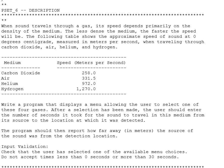 Solved #t PSET 6 **** DESCRIPTION ++ When sound travels | Chegg.com