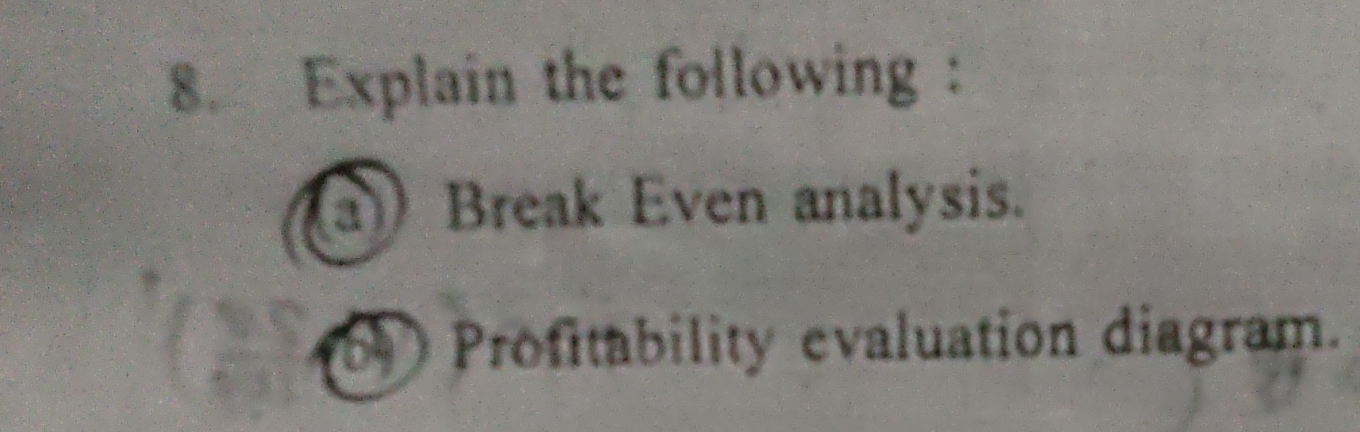 Solved Explain the following :(a) ﻿Break Even analysis.(01) | Chegg.com