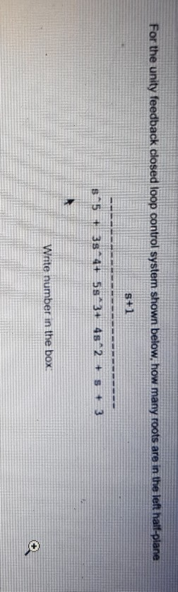Solved For the unity feedback closed loop control system | Chegg.com