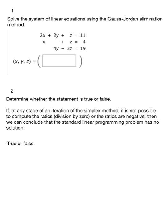 Solved Solve The System Of Linear Equations Using The