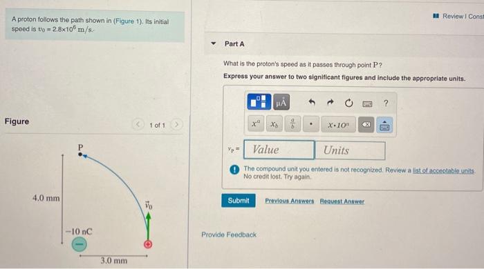 Solved B Review | Const A proton follows the path shown in | Chegg.com