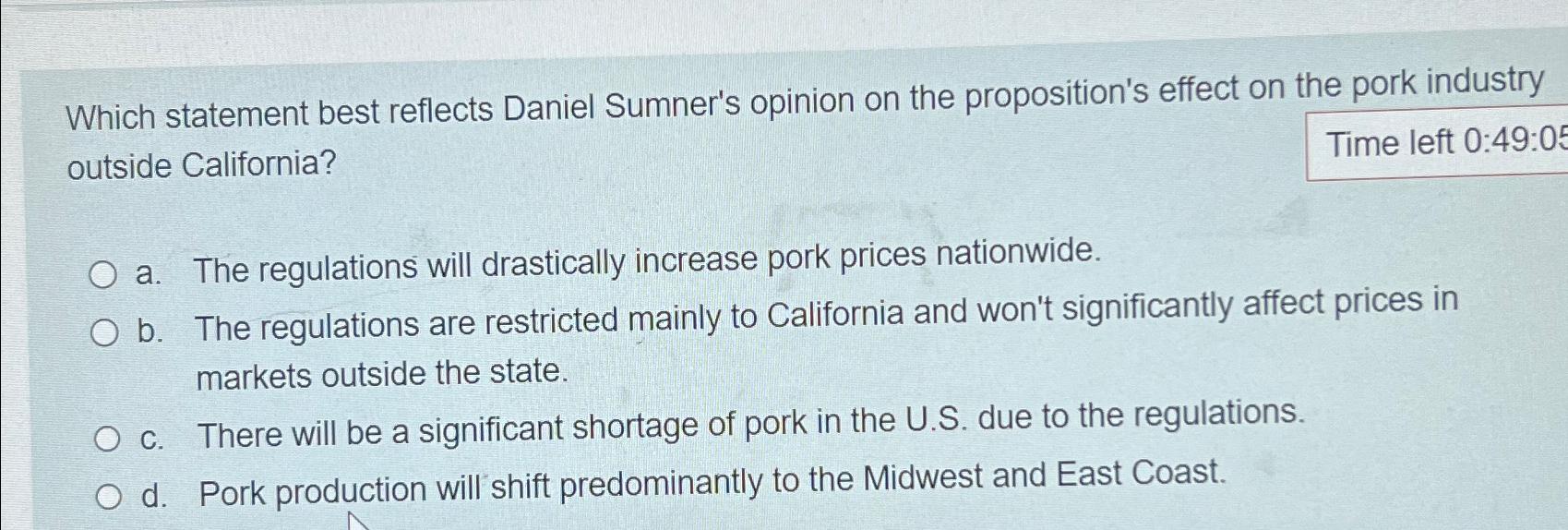 Solved Which statement best reflects Daniel Sumner's opinion | Chegg.com