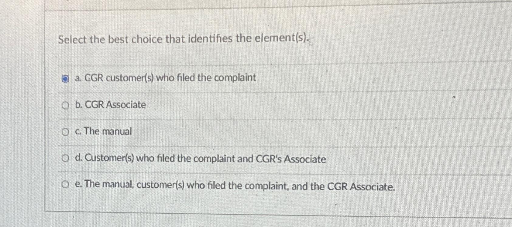 Solved Select the best choice that identifies the | Chegg.com