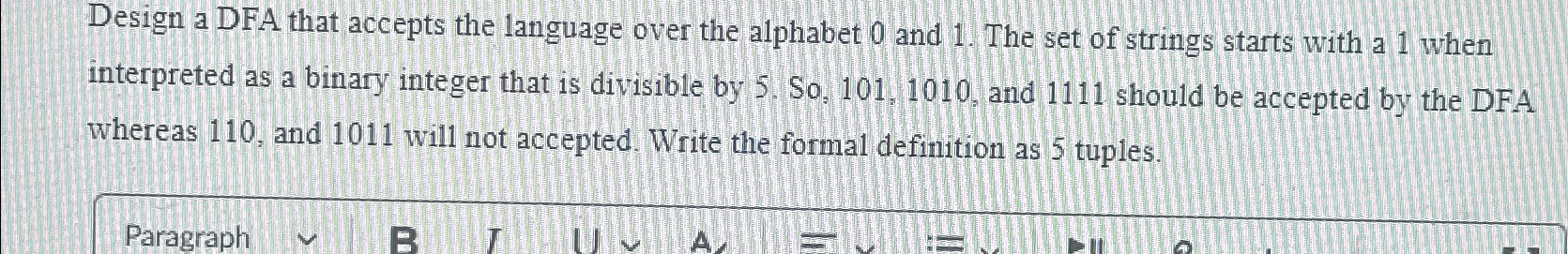 Solved Design a DFA that accepts the language over the | Chegg.com
