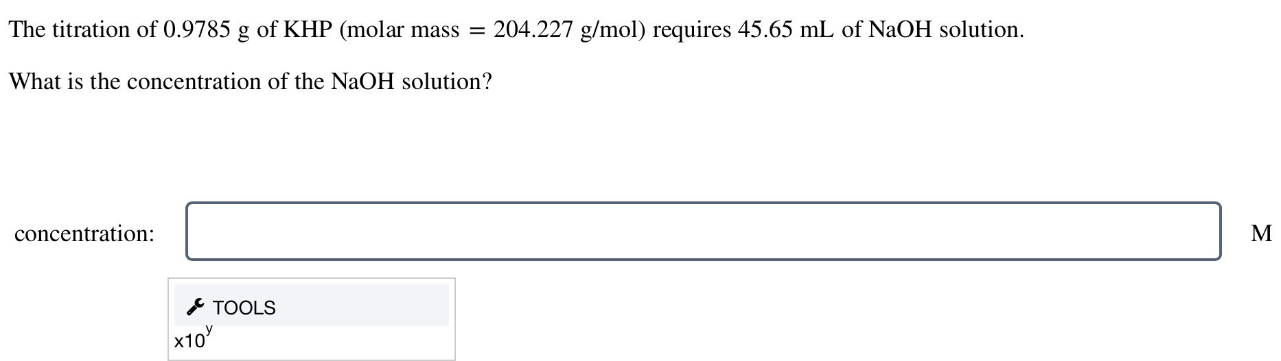Solved The titration of 0.9785g ﻿of KHP (molar mass | Chegg.com