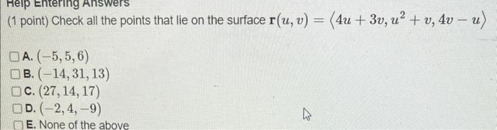 Solved (1 point) Check all the points that lie on the | Chegg.com