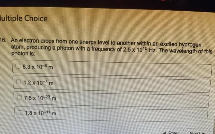 Solved An Electron Drops From One Energy Level To Another
