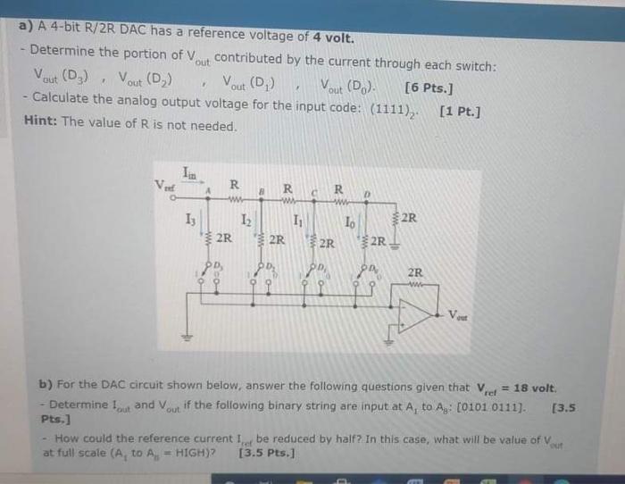 Solved out a) A 4-bit R/2R DAC has a reference voltage of 4 | Chegg.com
