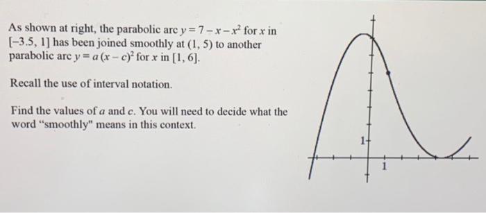 Solved As shown at right, the parabolic arc y=7−x−x2 for x | Chegg.com