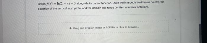 Solved Graph f(x)=ln(2−x)−3 alongside its parent function. | Chegg.com