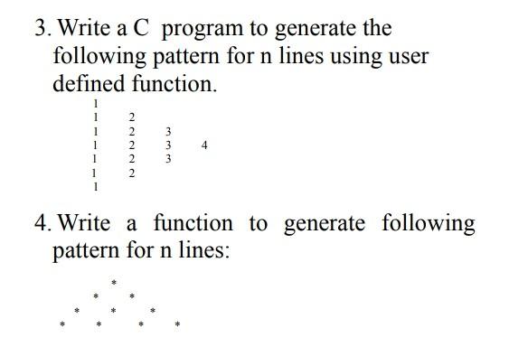 Solved 3. Write a C program to generate the following | Chegg.com
