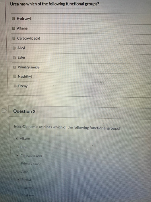 Solved Urea has which of the following functional groups? | Chegg.com