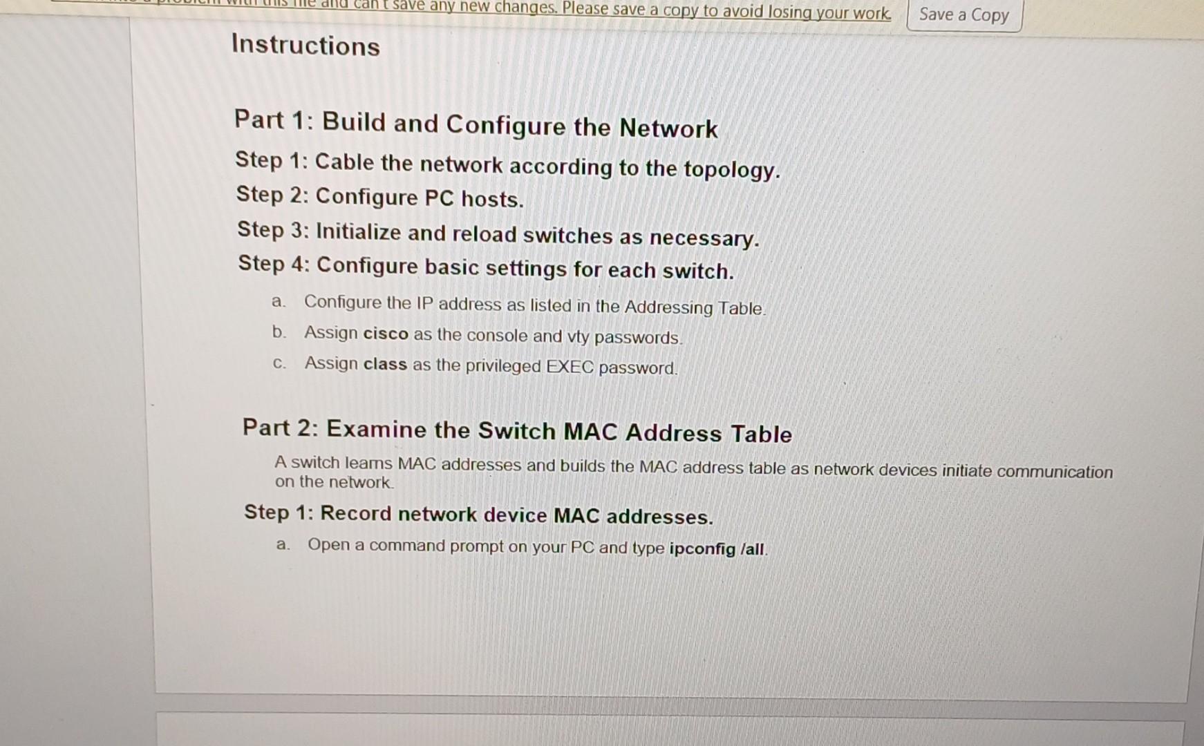 Solved tep 2: Display the switch MAC address table. | Chegg.com