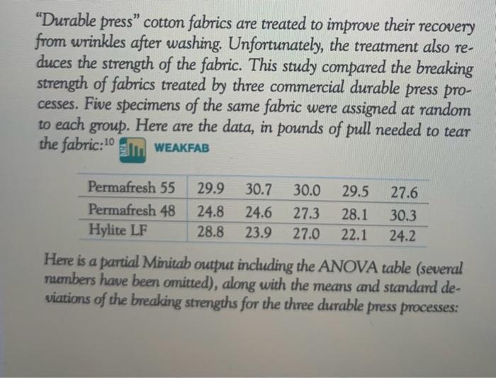 Solved "Durable press" cotton fabrics are treated to improve | Chegg.com