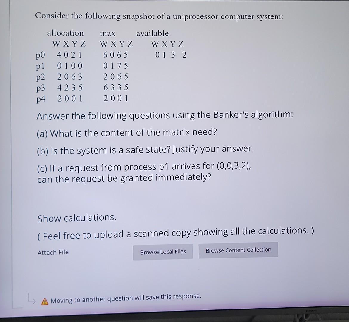 Solved Consider the following snapshot of a uniprocessor | Chegg.com