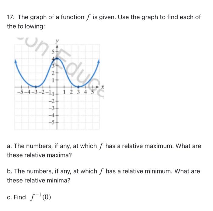 Solved 17. The graph of a function f is given. Use the graph | Chegg.com