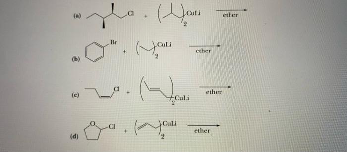 (a) ether (b) ether (c) ether → d) | Chegg.com