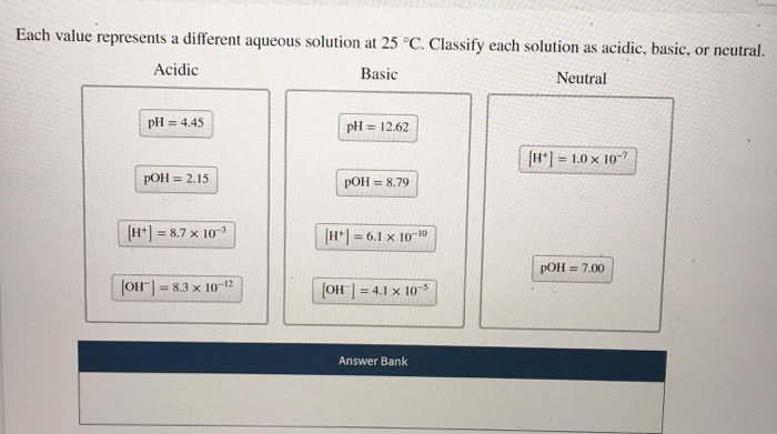 Solved Each value represents a different aqueous solution at | Chegg.com