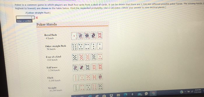 Solved Poker is a common game in which players are dealt | Chegg.com