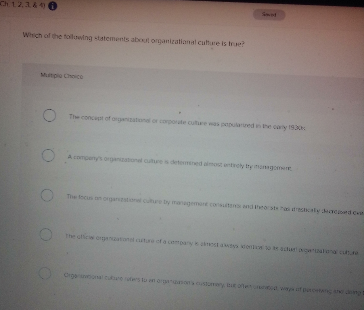 Solved Ch. 1,2,3,& 4)Which of the following statements about | Chegg.com