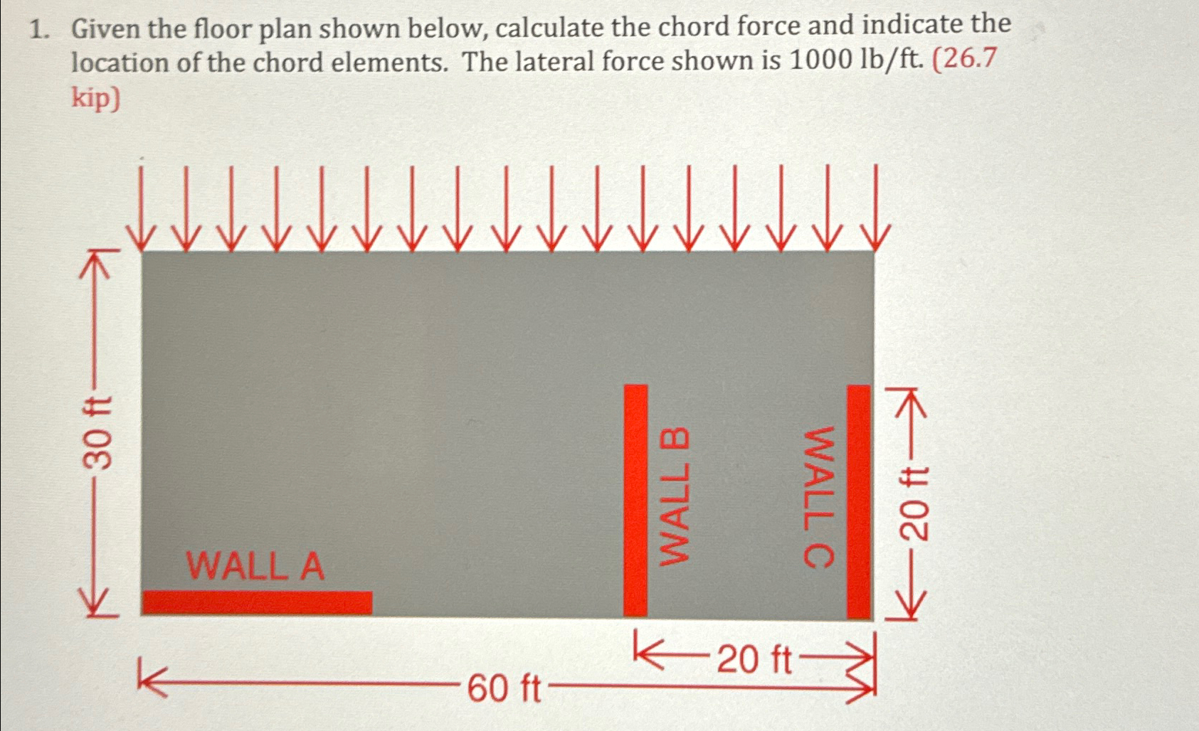 Solved Given the floor plan shown below, calculate the chord | Chegg.com