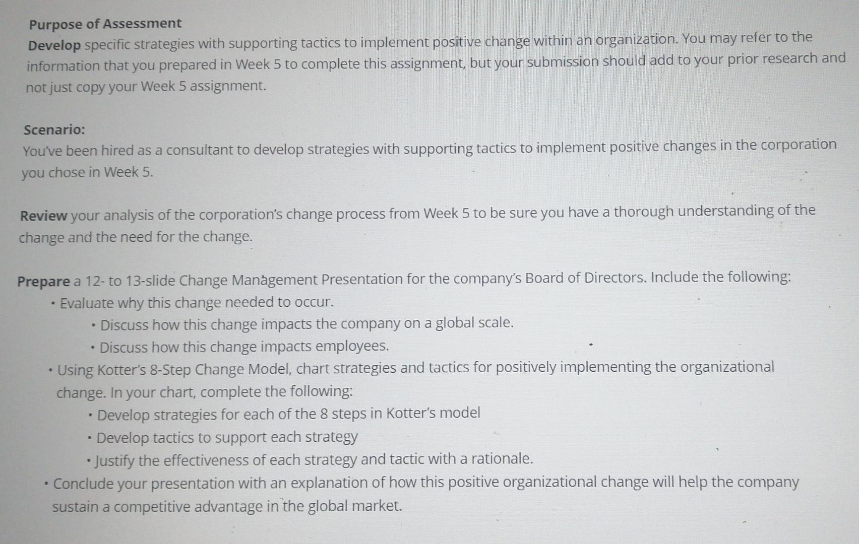 Solved Purpose of Assessment Develop specific strategies | Chegg.com