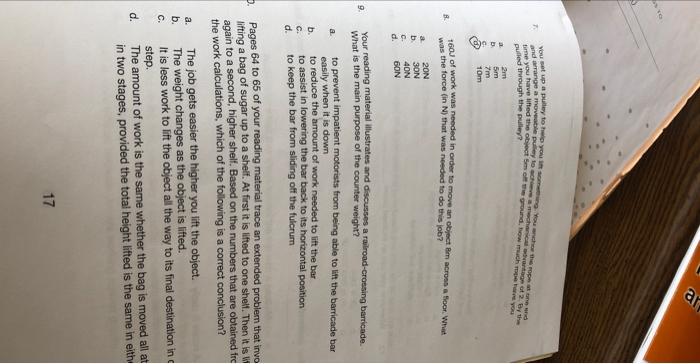 Solved 160j of work was needed in order to move an object 8m | Chegg.com