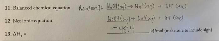 11. Balanced chemical equation Reaction 1: NaOH( aq | Chegg.com