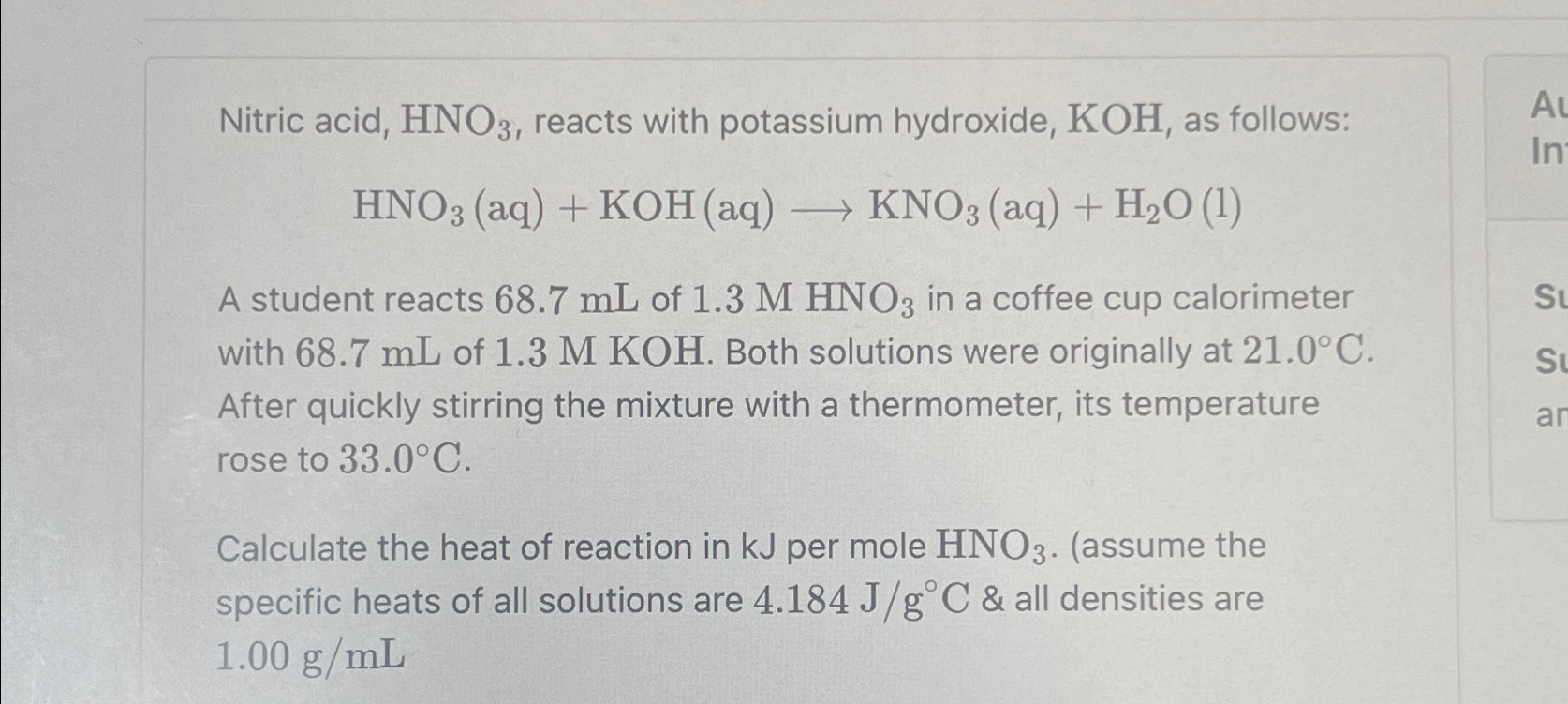 Solved Nitric acid, HNO3, ﻿reacts with potassium hydroxide, | Chegg.com