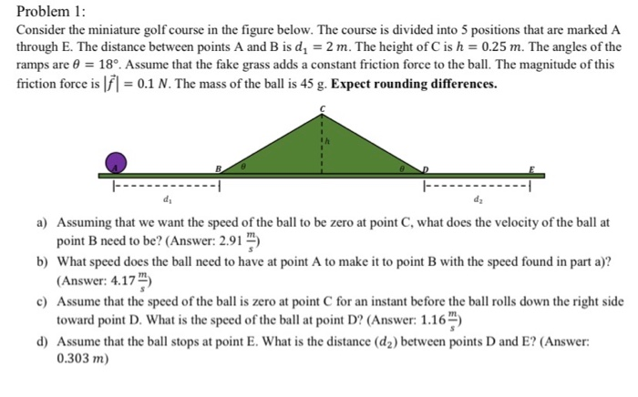 Solved Problem 1: Consider the miniature golf course in the | Chegg.com